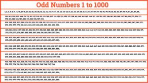 Odd Numbers 1 to 1000 - Easy Maths Solutions