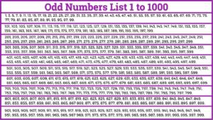 Odd Numbers List (Odd Numbers 7 to 7000) - Easy Maths Solutions